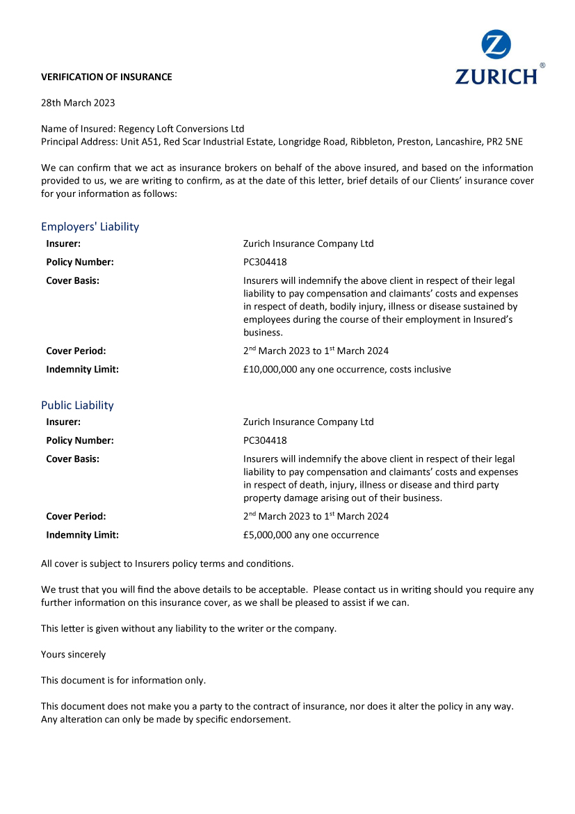 Insurance backed guarantee for your loft conversion